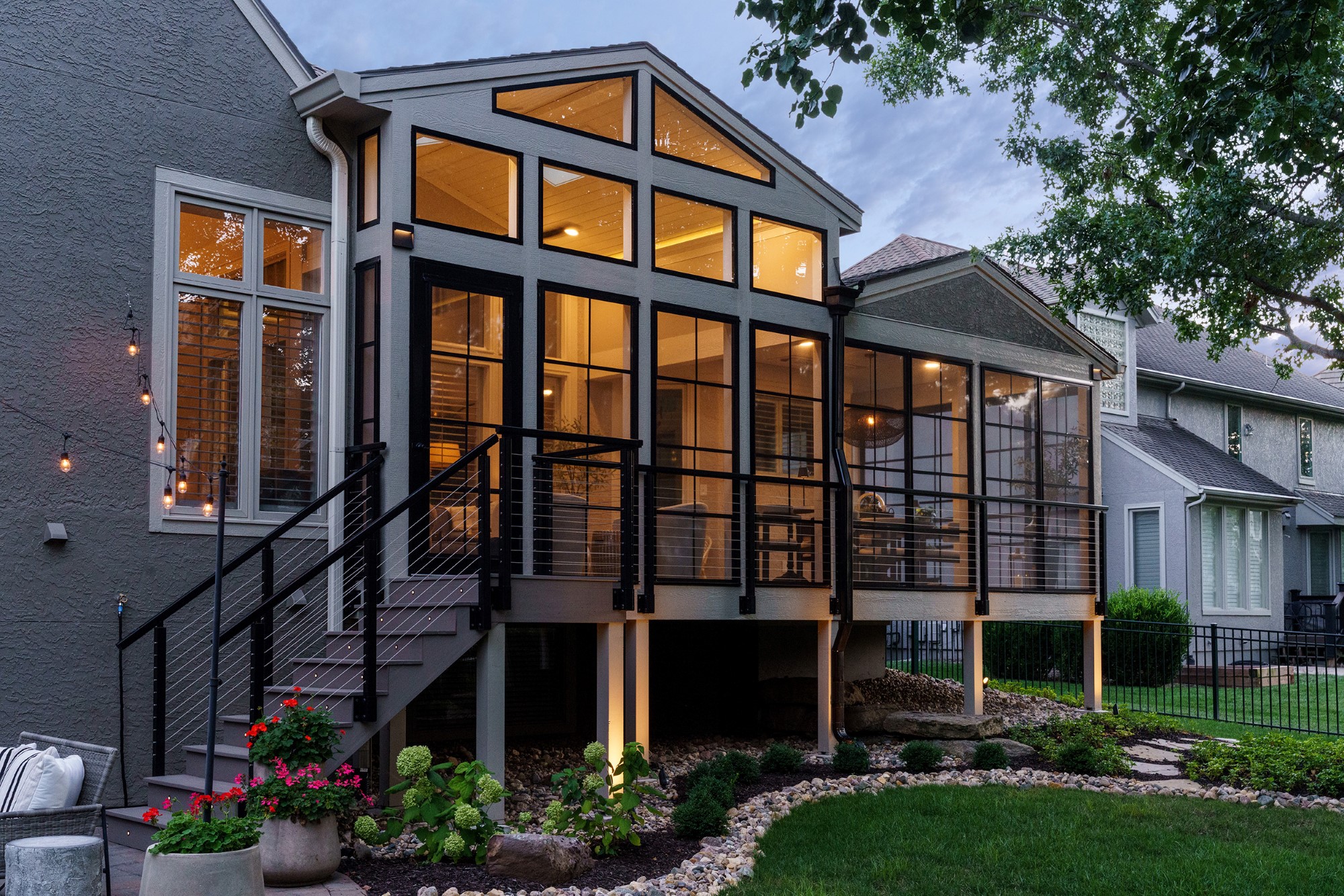 A Chic Enclosed Porch in Overland Park - Shack Built